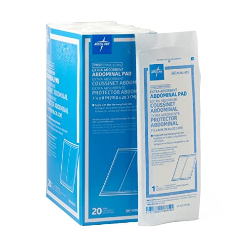 Medline Sterile Abdominal Pad, 8 in x 7.5 in (Pack of 20)