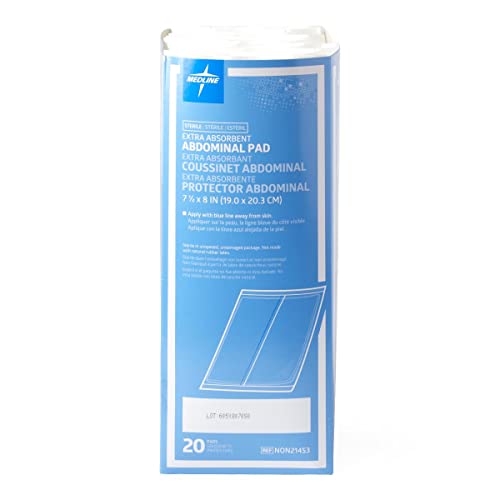 Medline Sterile Abdominal Pad, 8 in x 7.5 in (Pack of 20)