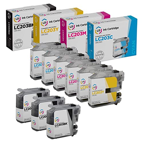 LD Compatible Ink Cartridge Replacement for Brother LC203 High Yield (3 Black, 2 Cyan, 2 Magenta, 2 Yellow, 9-Pack)