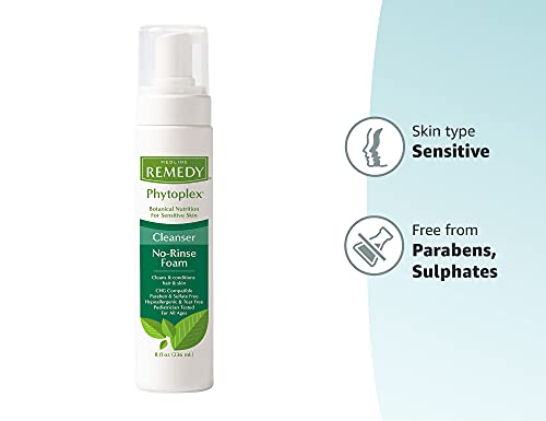 Medline Remedy Phytoplex Hydrating Cleansing Foam, No-Rinse Body Wash and Shampoo, Paraben and Sulfate-Free, 8 fl oz