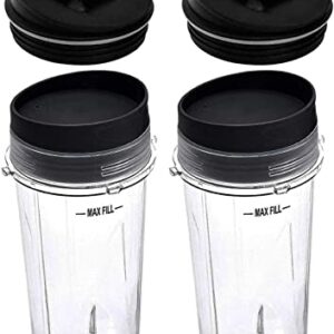 16oz Blender Cup Set Compatible with Ninja Replacement Parts Single Serve Cup with Lid and Seal Lid Compatible with Nutri Ninja Series BL770 BL780 BL660 BL740 BL810 Blenders