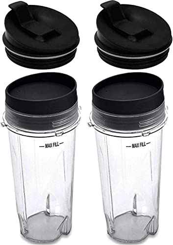 16oz Blender Cup Set Compatible with Ninja Replacement Parts Single Serve Cup with Lid and Seal Lid Compatible with Nutri Ninja Series BL770 BL780 BL660 BL740 BL810 Blenders