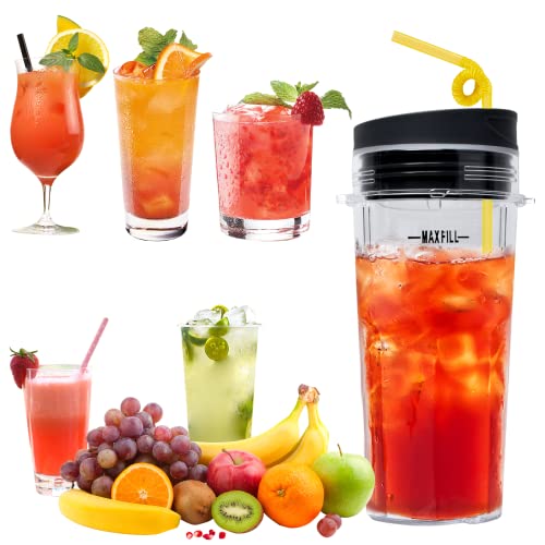 16oz Blender Cup Set Compatible with Ninja Replacement Parts Single Serve Cup with Lid and Seal Lid Compatible with Nutri Ninja Series BL770 BL780 BL660 BL740 BL810 Blenders