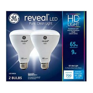 ge lighting 30691 reveal hd+ led light bulbs, 700 lumens, 9-watts, 2-pk. – quantity 1 (n/a)