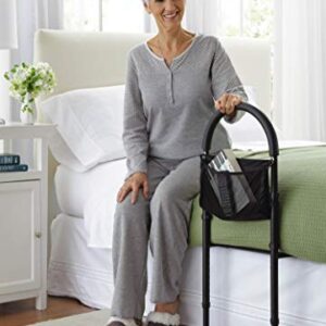 Medline Bed Assist Bar with Storage Pocket, Height Adjustable Bed Rail for Elderly Adults, Assistance for Getting In and Out of Bed at Home