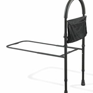 Medline Bed Assist Bar with Storage Pocket, Height Adjustable Bed Rail for Elderly Adults, Assistance for Getting In and Out of Bed at Home