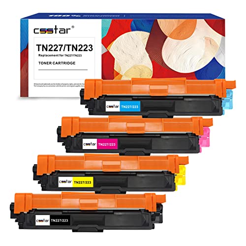 CSSTAR Compatible TN227 Toner Cartridge Replacement for Brother TN227 TN223 TN227BK/C/M/Y High Yield Compatible with MFC-L3750CDW HL-L3270CDW HL-L3290CDW HL-L3210CW MFC-L3710CW Printer (4 Pack)