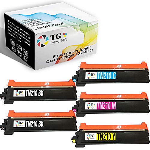 (5- Pack) TG Imaging Compatible TN210 Toner Cartridge (2B+CYM, Color Sets) Replacement for Brother TN-210 Toner Combo for MFC-9010 MFC-9125 MFC-9320 HL-3040 HL-3070 Toner Printer