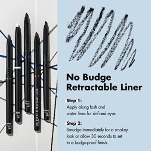 e.l.f. No Budge Retractable Eyeliner, Creamy, Ultra-Pigmented & Waterproof, Creates Bold & Defined Lines, Vegan & Cruelty-Free, Black 0.006 Oz