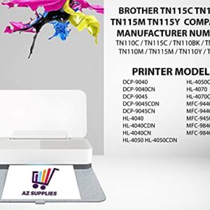 AZ Remanufactured Toner Cartridge Set Replacement for Brother TN115 Set use in DCP-9040 DCP-9040CN DCP-9045 DCP-9045CDN DCP-9045CN HL-4040 HL-4040CDN (Black, Cyan, Yellow, Magenta, 4-Pack)