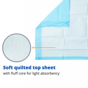 Medline Light Absorbency Disposable Underpads, Quilted Fluff Core, 23" x 36'', 50 Count