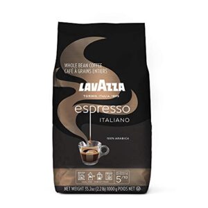 lavazza espresso italiano whole bean coffee blend, medium roast, 2.2 pound bag (packaging may vary) premium quality, non gmo, 100% arabica, rich bodied