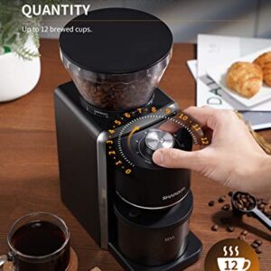 SHARDOR Conical Burr Coffee Grinder, Electric Adjustable Burr Mill with 35 Precise Grind Setting for 2-12 Cup, Black