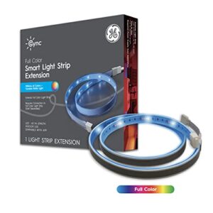 ge cync smart led light strip extension, color changing lights, bluetooth and wi-fi lights, works with alexa and google home, requires ge cync led light strip (sold separately), 40 inches (1 pack)