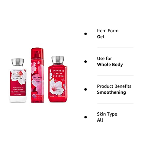 Bath & Body Works Japanese Cherry Blossom Set - Shower Gel 10 oz, Fragrance Mist 8 oz, Body Lotion 8 oz