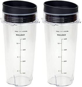 bidihome ninja blender cups single serve 16-ounce cup set with 2 sip lids for bl770 bl780 bl660 professional blender (pack of 2)