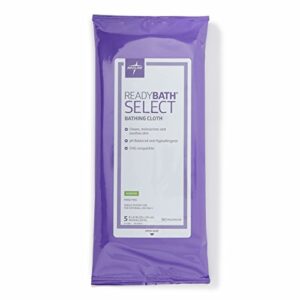 medline readybath select body cleansing cloth wipes, scented, medium weight (5 count pack, 30 packs)