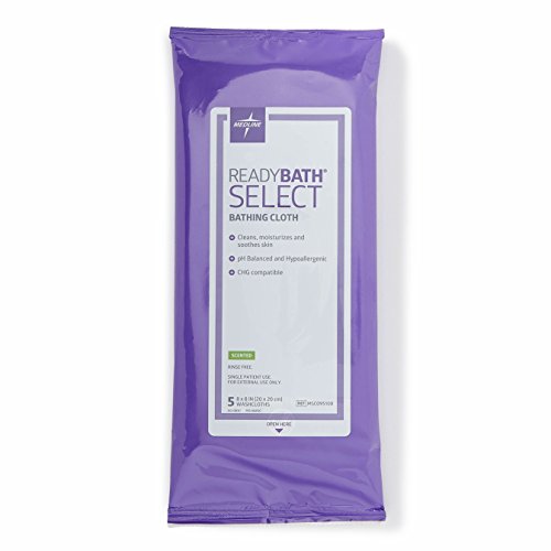 Medline ReadyBath Select Body Cleansing Cloth Wipes, Scented, Medium Weight (5 Count Pack, 30 Packs)