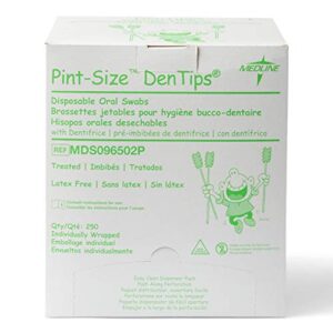 medline dentips disposable oral swabsticks, adult mint treated, green, 500 count