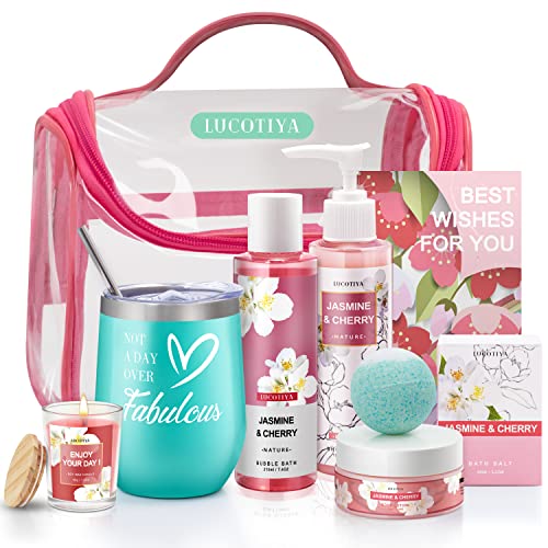 Gifts for Women Bath and Body Works Gift Set Birthday Gifts for Women, Jasmine Cherry Blossoms Relaxing Spa Gifts Baskets for Women Gift Set for Women, Mom, Her, Sister, Friend, Grandma