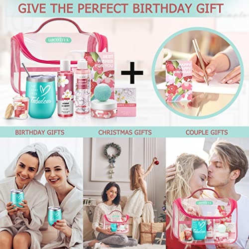 Gifts for Women Bath and Body Works Gift Set Birthday Gifts for Women, Jasmine Cherry Blossoms Relaxing Spa Gifts Baskets for Women Gift Set for Women, Mom, Her, Sister, Friend, Grandma