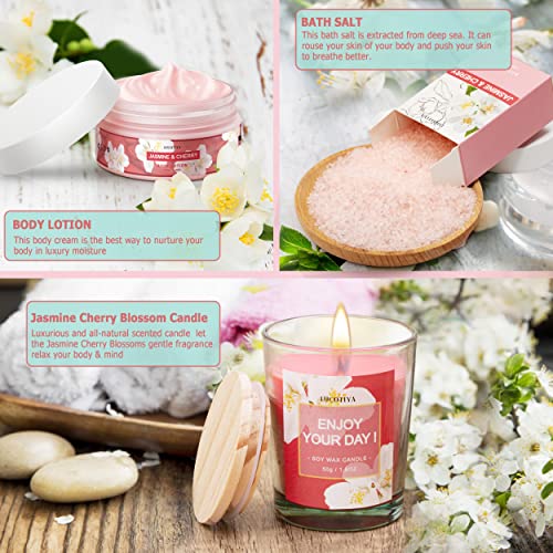 Gifts for Women Bath and Body Works Gift Set Birthday Gifts for Women, Jasmine Cherry Blossoms Relaxing Spa Gifts Baskets for Women Gift Set for Women, Mom, Her, Sister, Friend, Grandma