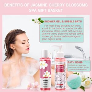 Gifts for Women Bath and Body Works Gift Set Birthday Gifts for Women, Jasmine Cherry Blossoms Relaxing Spa Gifts Baskets for Women Gift Set for Women, Mom, Her, Sister, Friend, Grandma