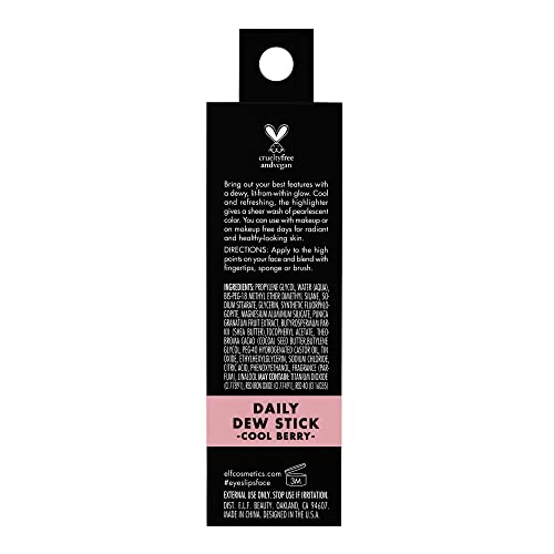 e.l.f. Cosmetics Daily Dew Stick, Cooling Highlighter Stick For Giving Skin A Radiant & Refreshed Glow, Cool Berry