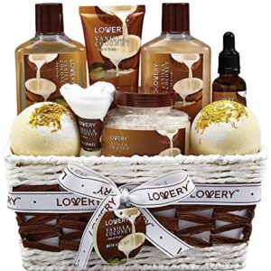 Bath and Body Gift Basket For Women and Men – 9 Piece Set of Vanilla Coconut Home Spa Set, Includes Fragrant Lotions, Extra Large Bath Bombs, Coconut Oil, Luxurious Bath Towel & More