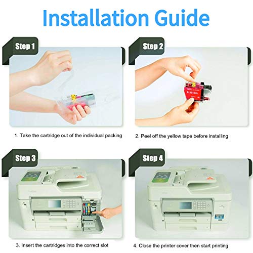 Compatible LC3013 XL Ink Cartridges Replacement for Brother LC-3013 LC 3013XL Ink Work with Brother MFC-J491DW MFC-J497DW MFC-J690DW MFC-J895DW Printer (2BK, 2C, 2M, 2Y)