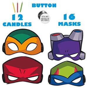 Ninja Turtle Birthday Party Supplies, Teenage Mutant Ninja Turtle Party Supplies for TMNT Party, Serves 16 Guests, For Boys and Girls, With Table Cover, Banner Decoration, Plates and More