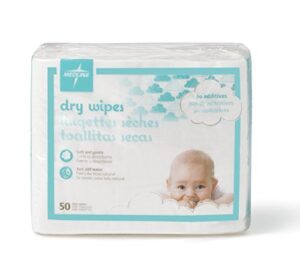 medline babysoft for sensitive skin disposable dry cleansing cloths, (case of 500)