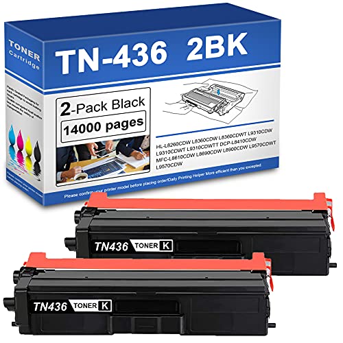 LKKJ 2 Pack TN436BK Super High Yield Toner Cartridge Compatible TN-436BK Black Toner Cartridge Replacement for Brother HL-L8260CDW L8360CDW L8360CDWT MFC-L8900CDW Printer Toner.