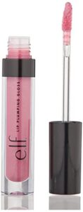 e.l.f. lip plumping gloss, high-shine liquid lip color, creates fuller lips & plumper pout, moisturizing formula, mauve lady, 0.09 fl oz