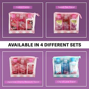 Vital Luxury Bath & Body Care Travel Set - Home Spa Set with Body Lotion, Shower Gel and Fragrance Mist (Japanese Cherry Blossom)