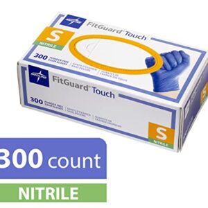 Medline FitGuard Touch Nitrile Exam Gloves, Disposable, Powder-Free, Cobalt Blue, Small, Box of 300