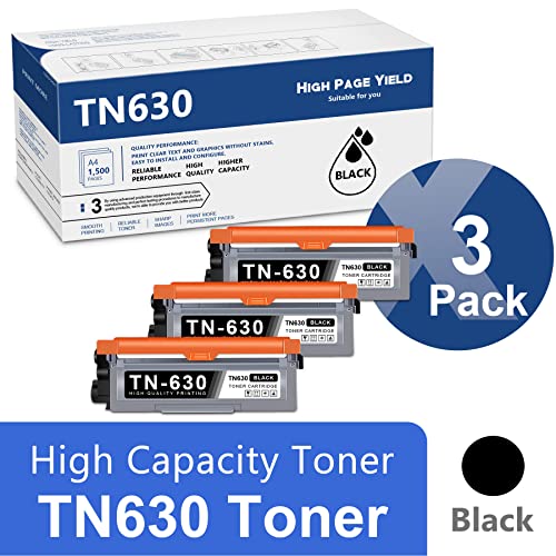 (1,500 Pages) TN-630 TN630 Toner Cartridge | SAOUOT Compatible Replacement for Brother TN630 High Yield Toner Cartridge Black HL-L2360DW L2380DW MFC-L2707DW DCP-L2540DW L2520DW Series | 3 Pack