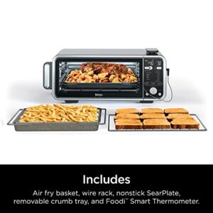 Ninja SP351 Foodi Smart 13-in-1 Dual Heat Air Fry Countertop Oven, Dehydrate, Reheat, Smart Thermometer, 1800-watts, Silver