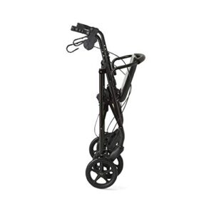 Medline Aluminum Rollator Walker with Seat, Folding Mobility Rolling Walker has 8 inch Wheels, Black