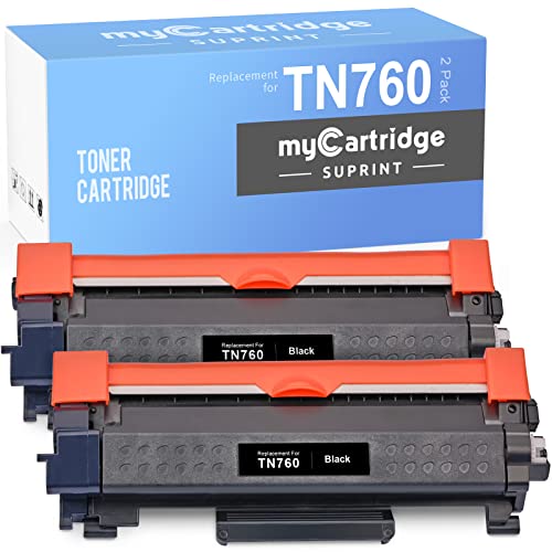 TN760 Remanufactured Toner Cartridge Replacement for Brother TN760 TN-760 TN730 Black High Yield MFC-L2710DW MFC-L2750DW HL-L2370DW MFC-L2750DW HL-L2350DW HL-L2370DW DCP-L2550DW Printer 2-Pack TN 760