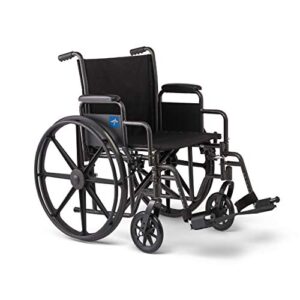 medline strong and sturdy wheelchair with desk-length arms and swing-away leg rests for easy transfers, 16” seat