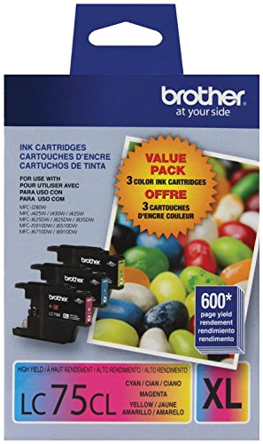 2 X Brother Printer LC753PKS 3 Pack- 1 Each LC75C, LC75M, LC75Y Ink