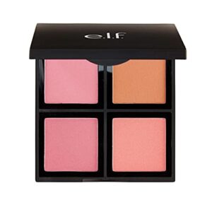 e.l.f. cosmetics powder blush palette, four blush shades for beautiful, long-lasting pigment, light