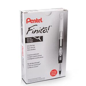 pentel finito! porous point pen, extra fine point tip, black ink, box of 12 (sd98-a)