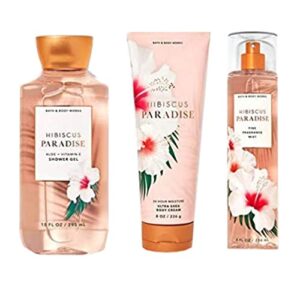 bath and body works 3-in-1 gift set hibiscus paradise shower gel, body cream, fragrance mist