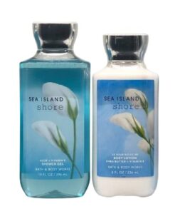 bath and body works sea island shore gift set of shower gel and body lotion