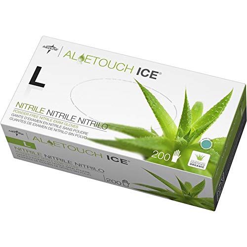 Medline Aloetouch Ice Nitrile Gloves, Large (Pack of 200)