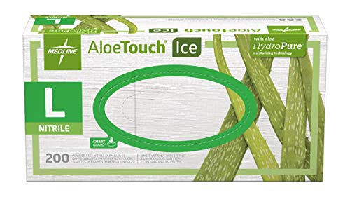 Medline Aloetouch Ice Nitrile Gloves, Large (Pack of 200)