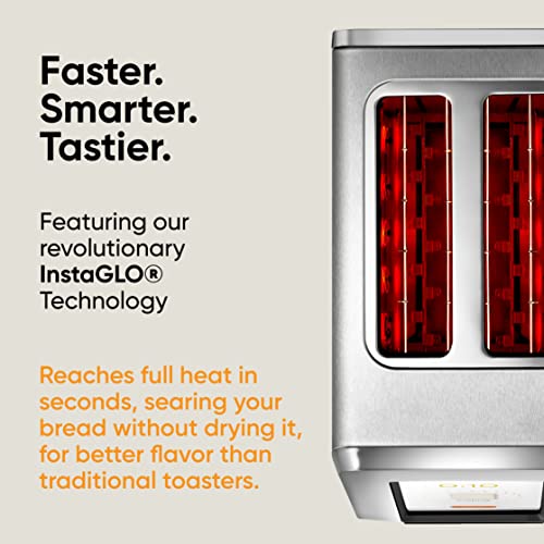 Revolution InstaGLO R180 (Original) Touchscreen Toaster. Faster, smarter & tastier thanks to InstaGLO heating tech. Featuring high-speed smart settings for perfectly toasted bagels, English muffins, toast, Pop-Tarts and waffles.