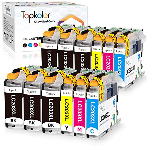 Topkolor LC203XL LC201XL Compatible Ink Cartridge Replacement for Brother LC203 LC201 XL to use with MFC-J480DW MFC-J880DW MFC-J4420DW MFC-J680DW MFC-J885DW Printers, 12Pack